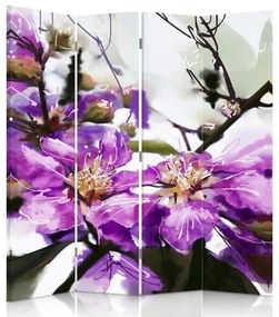Ozdobný paraván, Magnetické květiny - 145x170 cm, čtyřdílný, obustranný paraván 360°