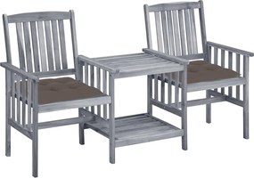 vidaXL Zahradní židle s čajovým stolkem a poduškami masivní akácie [3061318] Barva: taupe