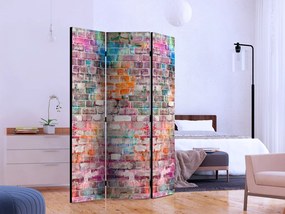 Pokojová zástěna Chromatická zeď - textura šedých cihel s barevnými odstíny