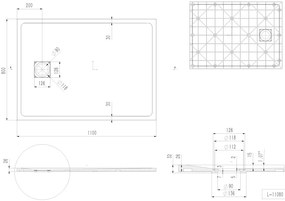 Erga Hyper, SMC sprchová vanička 110x80x2, 6 cm + sifon, bílá matná, ERG-V06-SMC-8011S-WH
