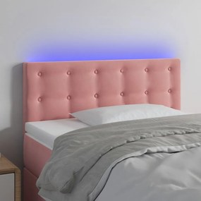 Čelo postele s LED růžové 80 x 5 x 78/88 cm samet 3122081