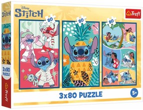 Puzzle 3x80 Lilo&Stitch - Stitchův svět 18x27,5cm v krabici 29x19x4cm