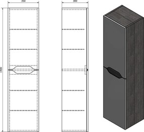 Sapho Wave skříňka vysoká 35 x 140 cm bílá pravá/levá WA245-3030 Koupelny Bernold