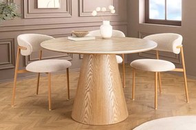 Kulatý keramický jídelní stůl Parthenia 120 cm travertin / dub
