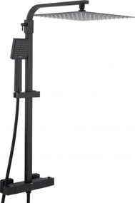 Erga Goba, sprchová souprava s termostatickou baterií a dešťovou hlavicí 30x30 cm, černá matná, ERG-YKA-BP.GOBA-THERM-30-BLK
