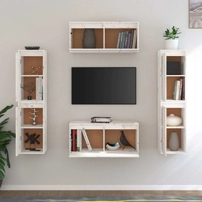 TV skříňky 6 ks bílé masivní borové dřevo 3100265