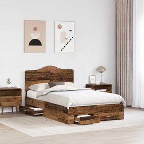 Rám postele s čelo Staré dřevo 120 x 190 cm Kompozitní dřevo 3413637