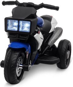 Dětská elektrická motorka HOMCOM pro děti od 3 let, 6V - Kolo s osvětlením, hudbou, klaksonem a širokými pneumatikami, rychlost 3 km/h, modrá a černá