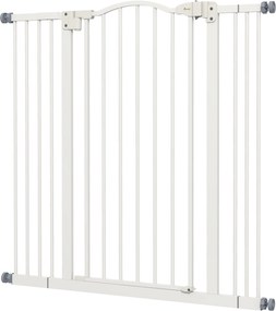 PawHut 94 cm Interiérová psí brána, Bezpečnostní psí brána, Rozšiřitelná psí bariéra 74-100 cm s dvojitým zámkem a automatickým uzavřením pro schody …