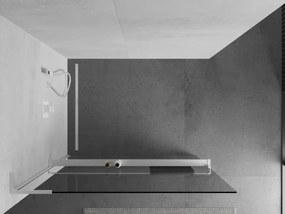 Mexen Kioto+ L, sprchová zástěna Walk-In s poličkou a věšákem 65 x 200 cm, 8mm čiré sklo, bílý profil, 800-065-123-20-00