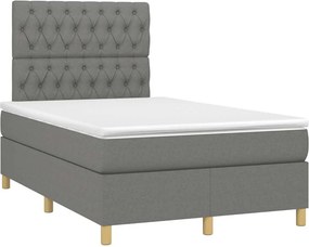 Box spring postel s matrací a LED tmavě šedá 120x190 cm textil 3270268