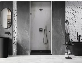 Mexen, Mexen Lunar-B výklopné sprchové dveře levé 85 cm, průhledné, pistolově šedá kartáčovaná - 832-085-000-66-00-L