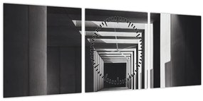 Obraz - Čtvercový tunel (s hodinami) (90x30 cm)