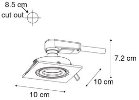 Sada 6 moderních zapuštěných bodových svítidel černá nastavitelná - Club