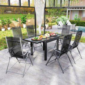 Outsunny Velký Rozšiřitelný Zahradní Stůl rozložené rozměry 160D x 80Š x 75V cm Tmavě Šedý Hliníkový Stůl s Temperovaným Sklem Transparentní