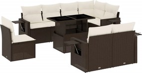 9dílná zahradní sedací souprava s poduškami hnědá polyratan 3268043