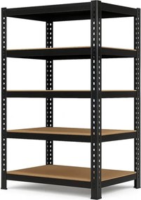 Regál 180x90x40 cm lakovaný 5-policový, nosnost 100 kg - černý