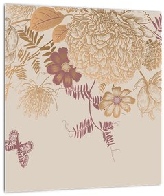 Obraz - Vintage květy a motýli (30x30 cm)
