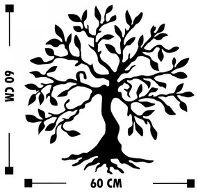 Nástěnná kovová dekorace Strom 60x60 cm černá