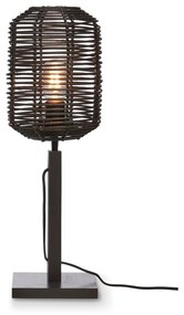 Černá stolní lampa s ratanovým stínidlem (výška 45 cm) Tanami – Good&amp;Mojo