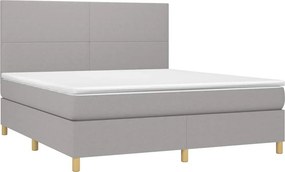 Box spring postel s matrací a LED světle šedá 160x200 cm textil 3135285
