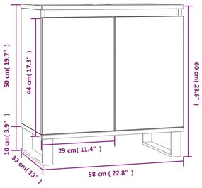 Petromila Koupelnová skříňka černá 58 x 33 x 60 cm kompozitní dřevo