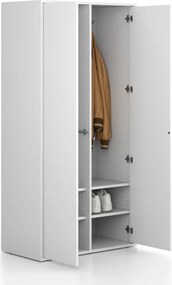 Šatní skříň FRAME, 2 oddíly, 872 x 450 x 1735 mm, PUSH-lock, bílá