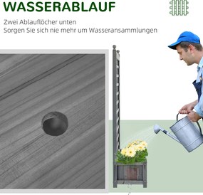 Outsunny truhlík s mříží Truhlík na květiny pro popínavé rostliny ze dřeva ve světle šedé barvě 64x28x120cm ideální pro zahradu a balkon | Aosom.de