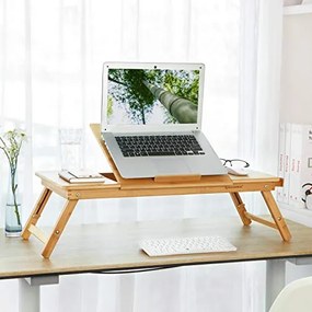 Songmics Stolek na notebook do postele, dřevěný, skládací, šířka 89 cm LLD004
