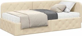 Rohový rám postele Krémová 100 x 200 cm textil 3394059