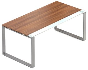 Stůl Creator 180 x 90 cm, šedá podnož, 2 nohy, ořech