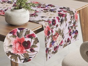 Biante Dekorační běhoun na stůl Leona LN-075 Barevné květiny na smetanovém 20x140 cm