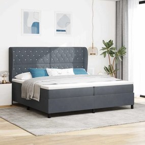 Postel s boxspringem s matrací Tmavě šedá 200 x 200 cm samet 3340893
