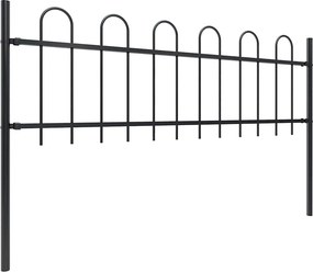 Zahradní plot s obloukem nahoře ocelový 1005 x 60 cm černý 277643