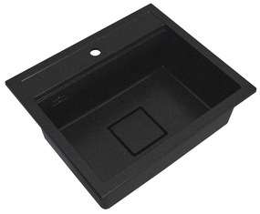 Gamma Quadro 5850, 1-komorový granitový dřez 580x495x220 mm, černá skvrnitá, GMA-ZLE000230
