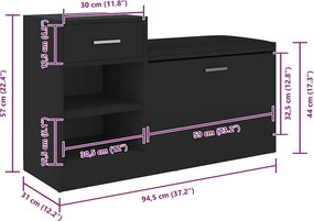 Lavice s botníkem černá 94,5 x 31 x 57 cm kompozitní dřevo 326742