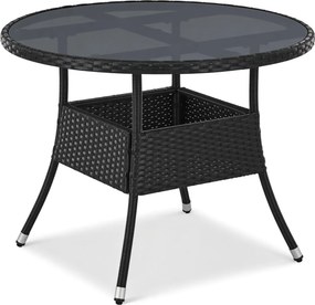 Juskys Kulatý polyratanový zahradní stůl Yoro Barva: černá, Velikost: Ø 80 cm