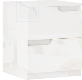 HOMCOM Moderní a minimalistická skříňka s 2 šuplíky, dřevěný dresser z dřevotřísky, 40x40x48 cm, lesklá bílá | Aosom