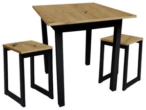 Dede Set - kuchyňský stůl 80 x 60 cm + 2x židle MINI - dub artisan / černá