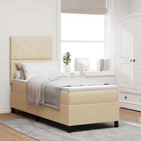 Postel s boxspringem s čelo Krémová 80 x 200 cm textil 3339425