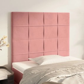 Čelo postele růžové 100x5x118/128 cm sametové 3116379