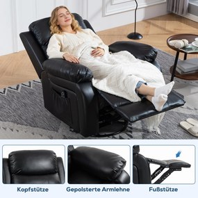 HOMCOM Masážní křeslo s 8 vibračními hlavami, relaxační křeslo, nastavitelná opěrka zad + podnožka, černé 700-056V91BK