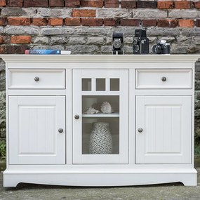 Massive home | Bílá komoda  z masivu Belluno Elegante 3D2S s bílou deskou