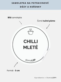 Samolepka na kořenky CHILLI MLETÉ bílá 5 cm tučné písmo