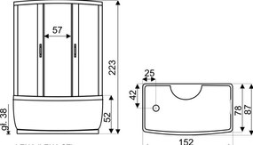 Aplomo Nana 152x87x223 masážní sprchový box s vanou