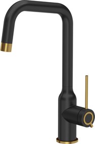 Černá matná/zlatá kuchyňská dřezová baterie QUADRON NATALIE Q LINE