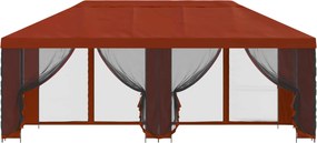 Zahradní altán se stěnami 6 x 3 m Cihlová Polyester a ocel 3376022