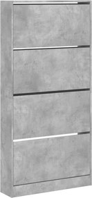 Botník se 4 výklopnými zásuvkami betonově šedý 80x21x163,5 cm 3214367