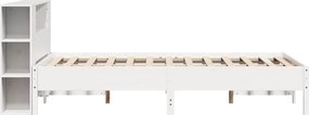 Postel s knihovnou bez matrace bílá 135x190 cm masivní borovice 3322841