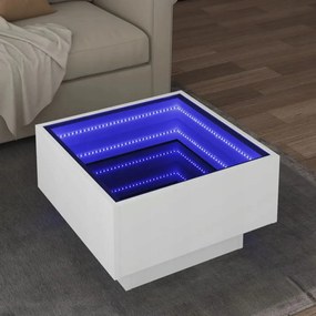 Fionshop 263771384 Konferenční stolek s Led bílý 50 x 50 x 30 cm kompozit